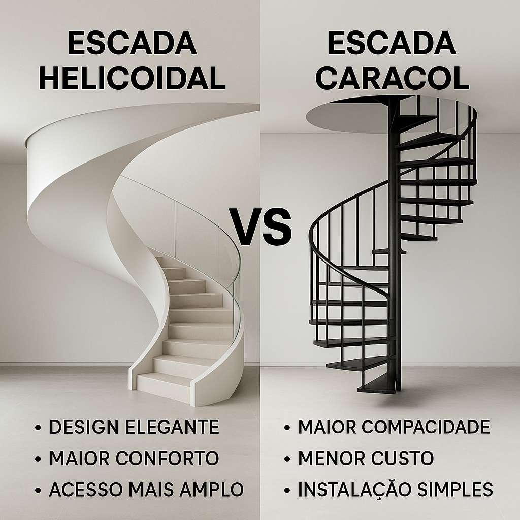 Escada Helicoidal x Escada Caracol: Diferenças, Vantagens e Qual ...